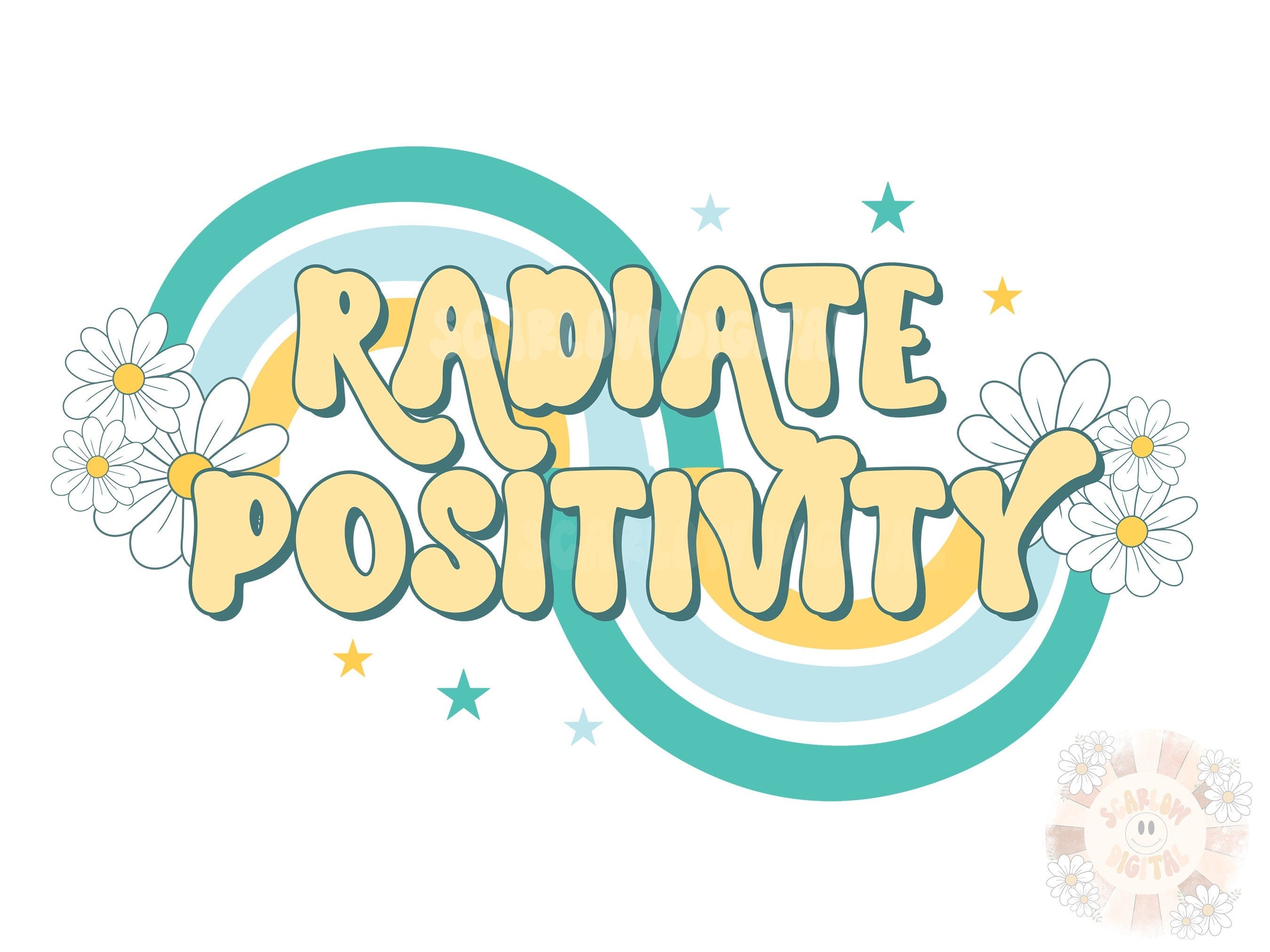 Radiate Positivity Png-retro Sublimation Digital Design - Etsy