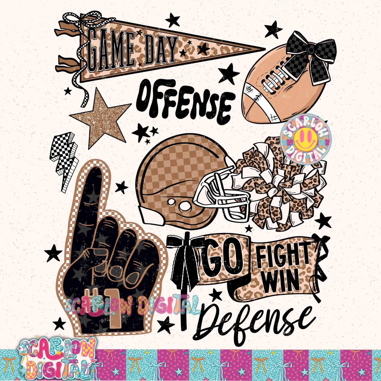 Leopard Football Doodles PNG Digital Design, Football Season Png ...