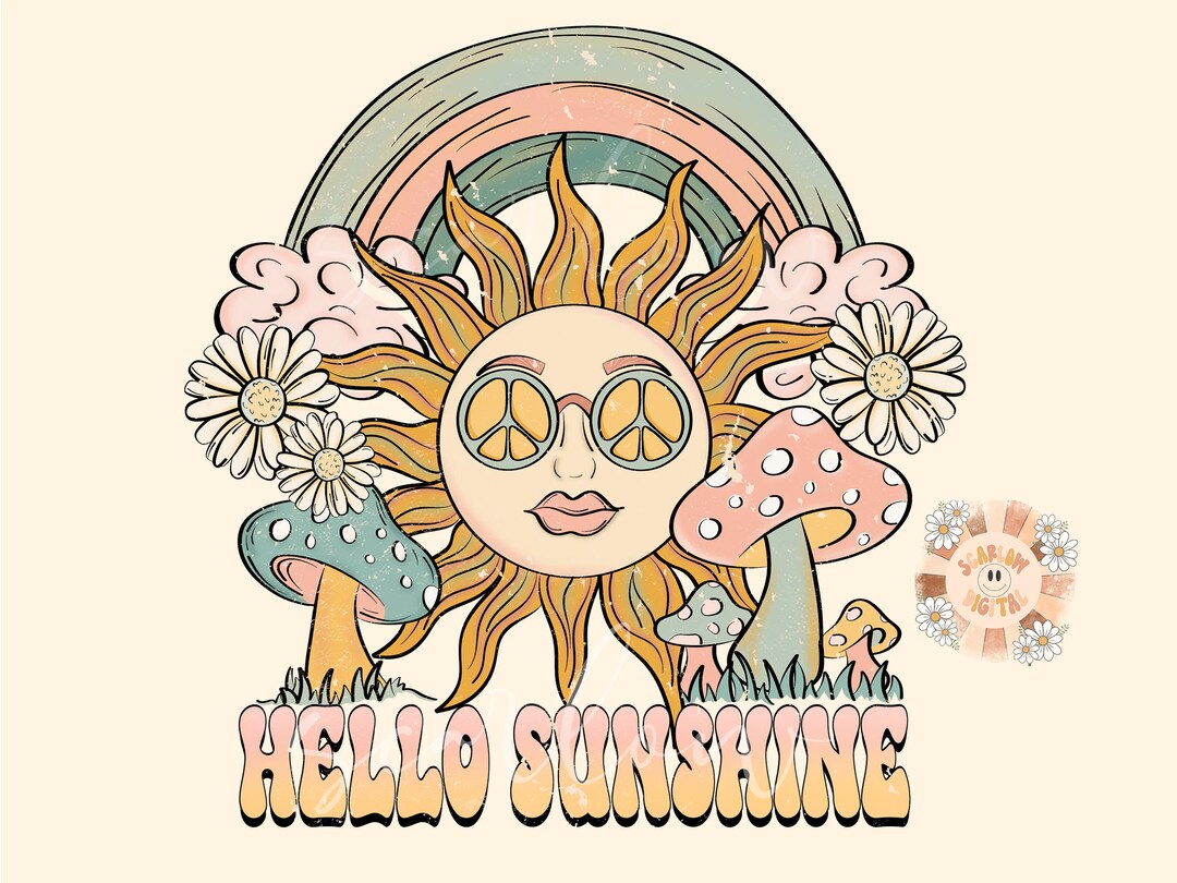Hello Sunshine Png-hippie Sublimation Digital Design Download-summer ...