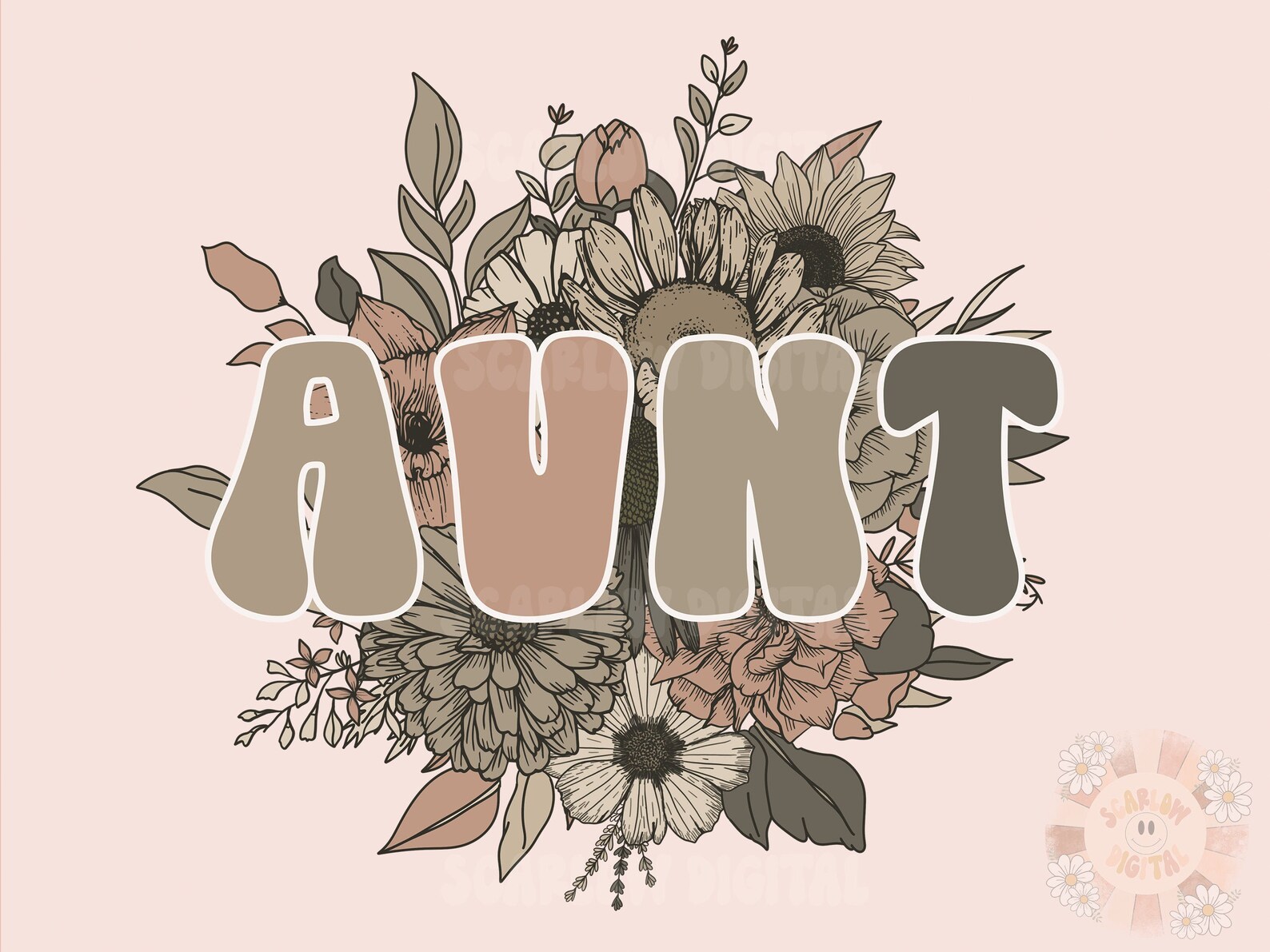 Floral Aunt Png-sublimation Design Download Aunt Sublimation - Etsy