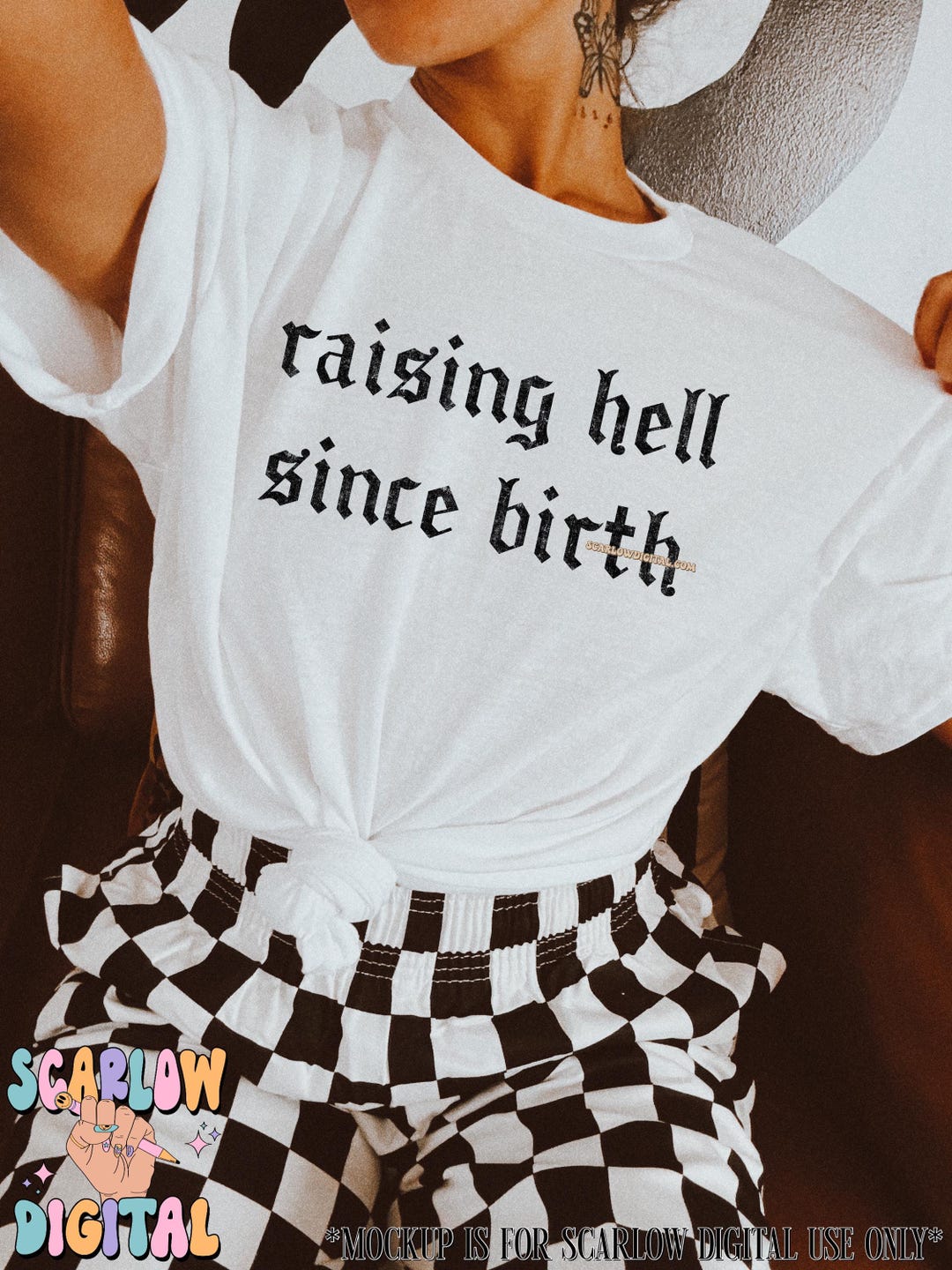 Raising Hell Since Birth PNG Funny Sarcastic Shirt Design Gothic Grunge ...