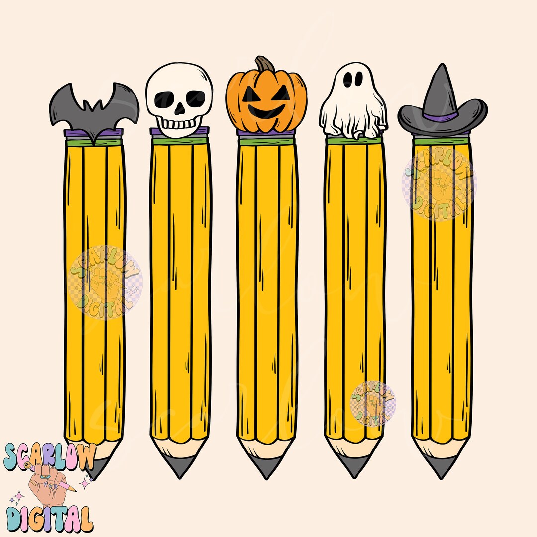Halloween Pencils Png-teacher Sublimation Digital Design Download ...