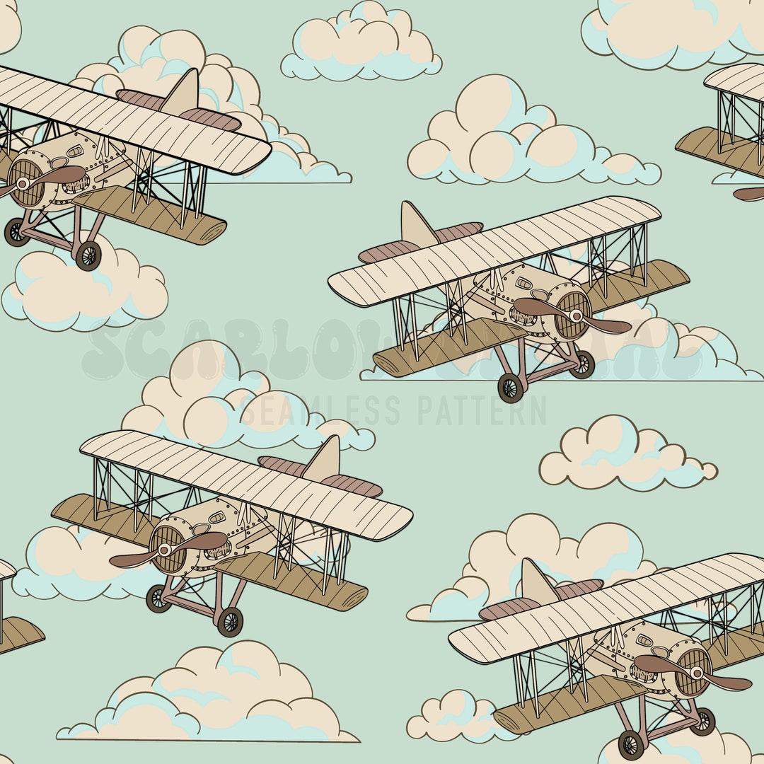Vintage Airplane Seamless Pattern-adventure Sublimation Digital Design ...