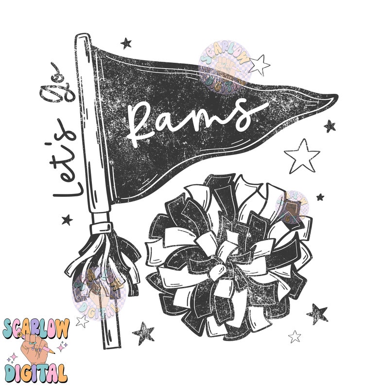 Let's Go Rams PNG Digital Design Download, Pom Pom Png, Football Png ...