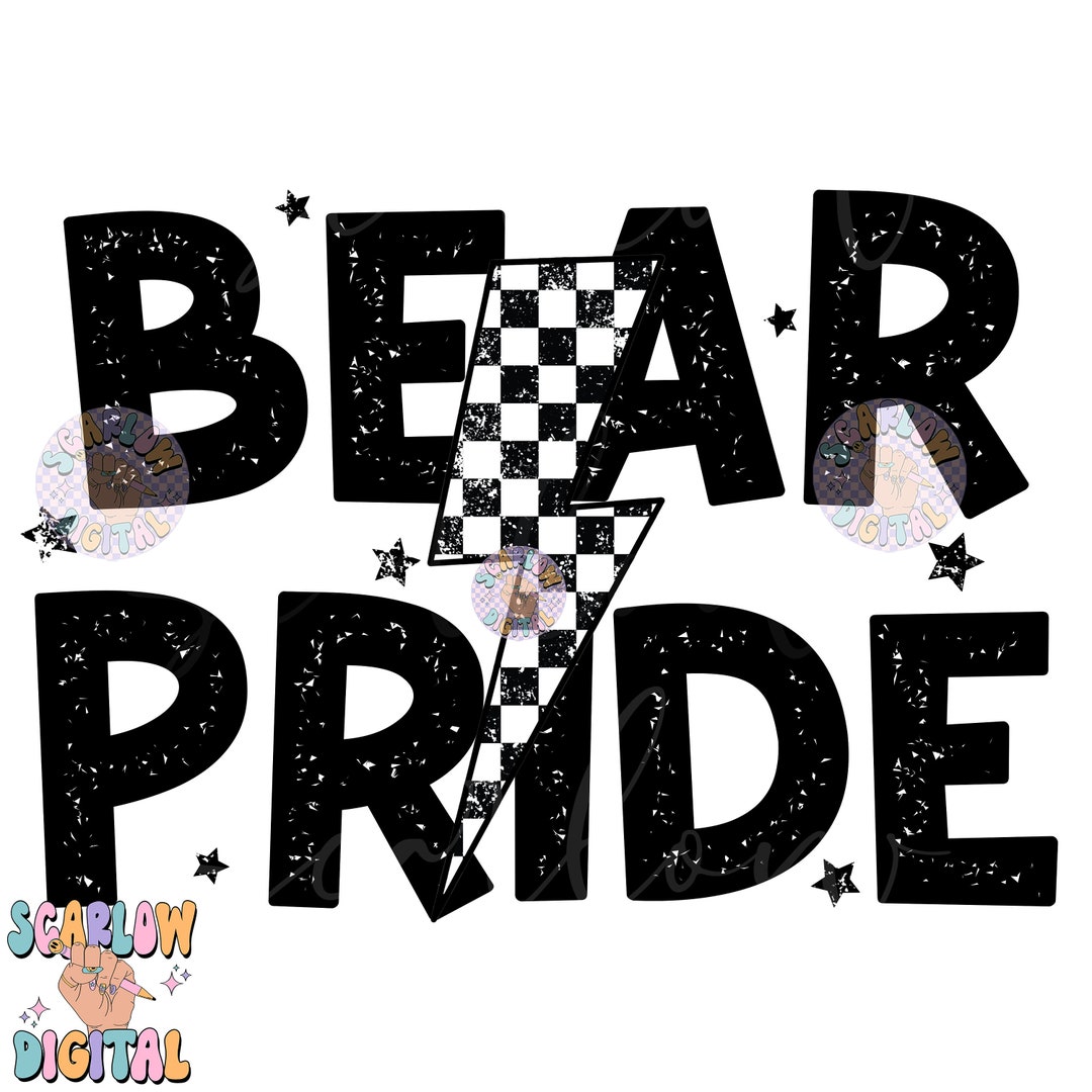 Bear Pride PNG Digital Design Download, Go Bears Png, Retro Mascot Png ...