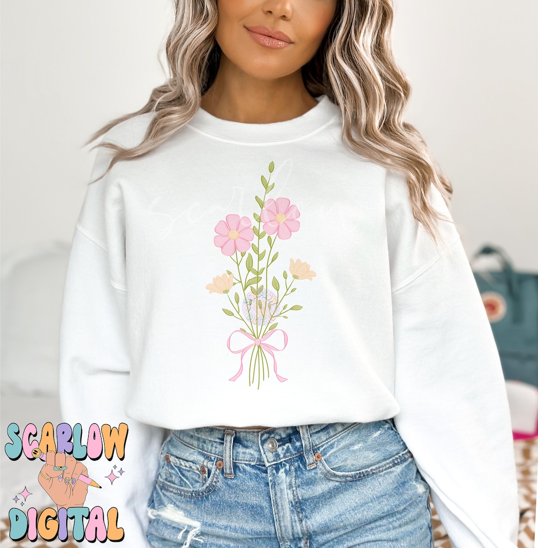 Coquette Bouquet PNG Digital Design Download, Flowers Png, Floral ...