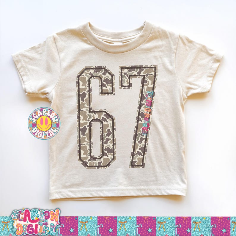 67 PNG Digital, Trendy Boys Number Design With Camo Athletic Lettering ...