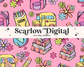 Girl Back to School Seamless Pattern Digital Design, Digital Download ...