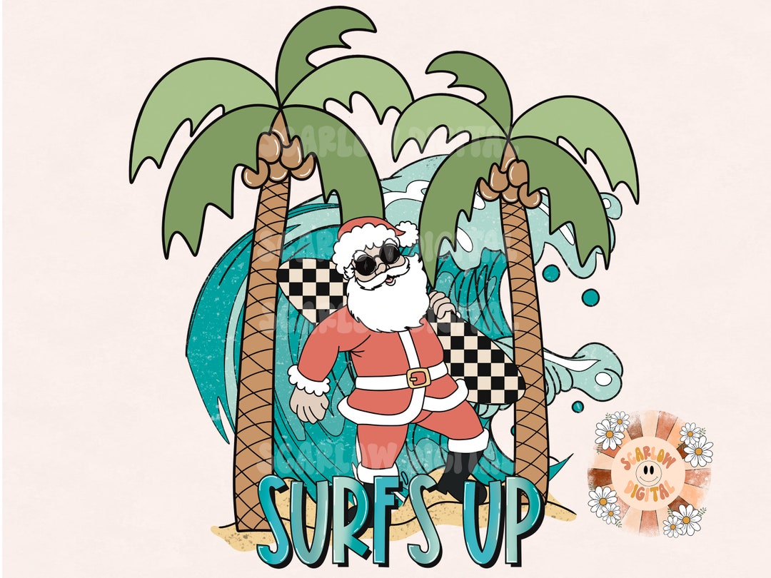 Surf’s up Santa Png-christmas Sublimation Digital Design Download-santa ...