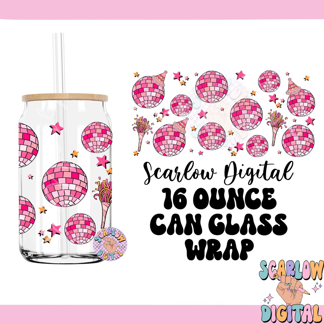 New Years 16 Ounce Can Glass Wrap Digital Design Download, Disco Can ...