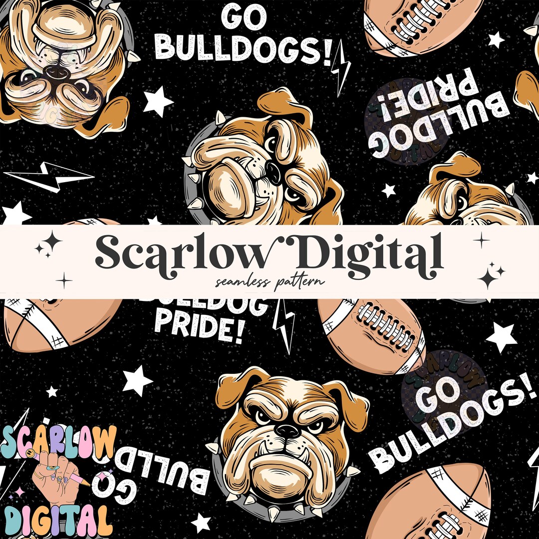 Bulldogs Seamless Pattern Digital Design Download, Bulldogs Football ...
