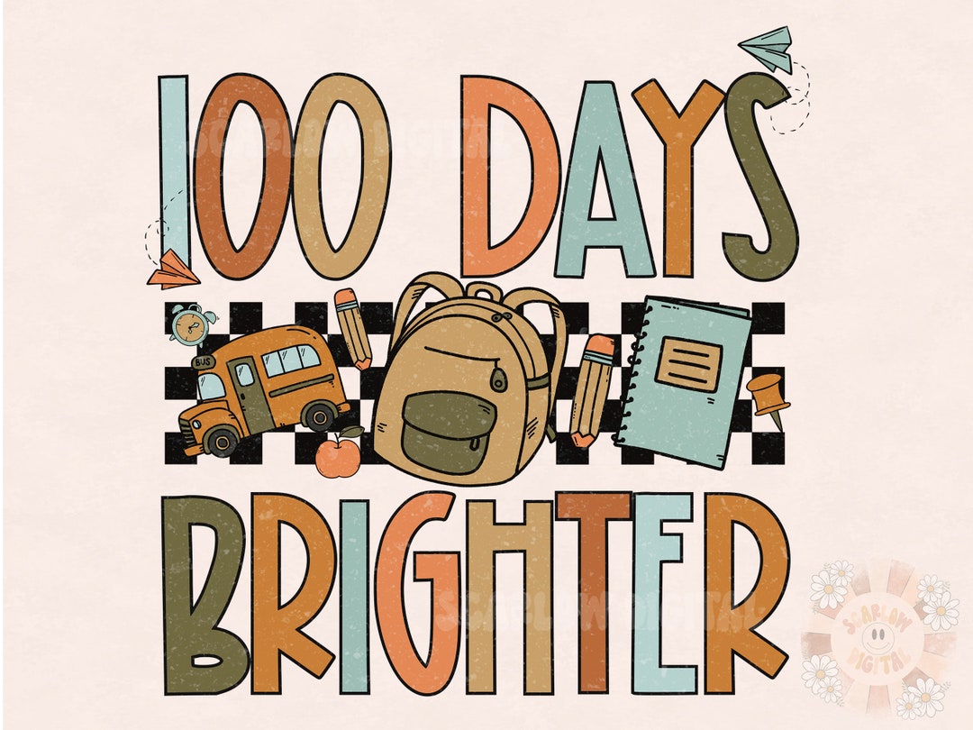 100 Days Brighter Png-school Boy Sublimation Digital Design Download ...