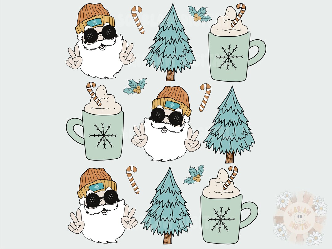 Santa Claus Doodles Png-christmas Sublimation Digital Design Download ...