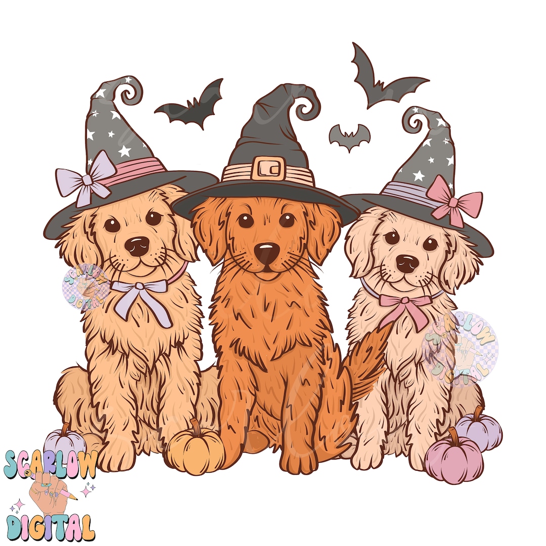 Spooky Dogs PNG Digital Design Download, Halloween Png, Golden ...