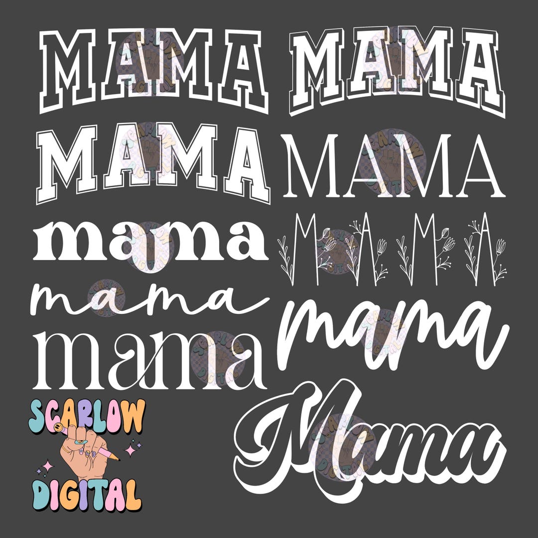 Mama Varsity in White PNG Bundle Digital Design, Mama Varsity Curved ...