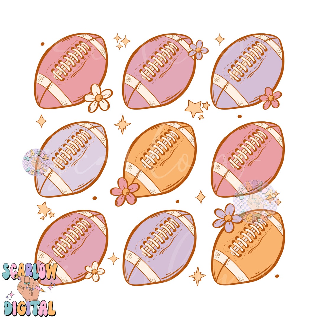 Cute Footballs PNG Digital Design Download, Boho Football Png, Flower ...