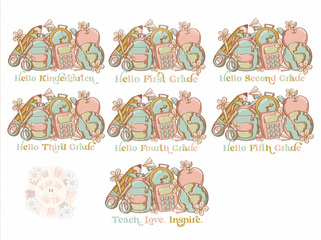 Grade School PNG Bundle-back to School Sublimation Digital Design ...