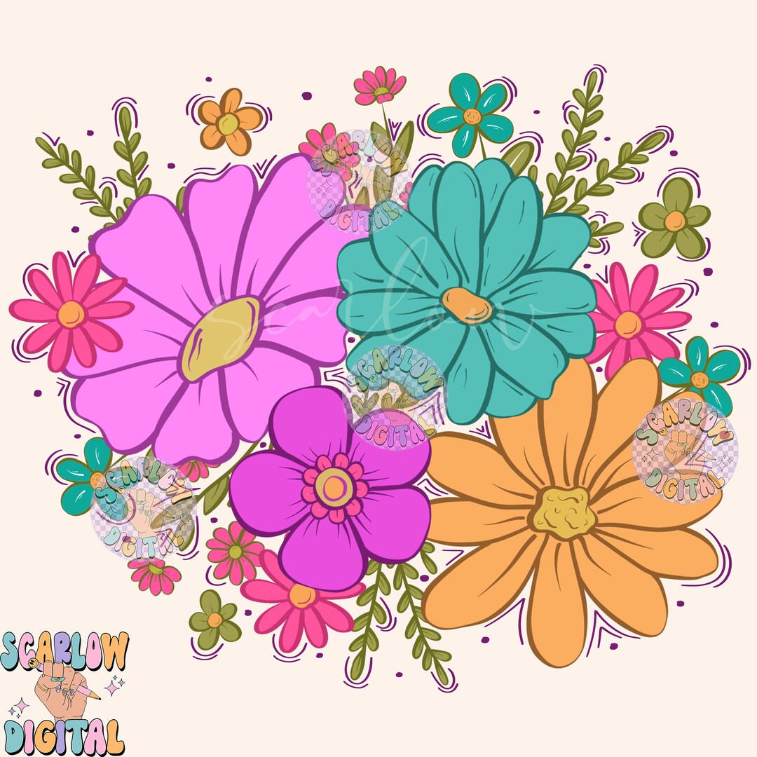 Floral Bouquet PNG Sublimation Digital Design Download, Flowers Png ...