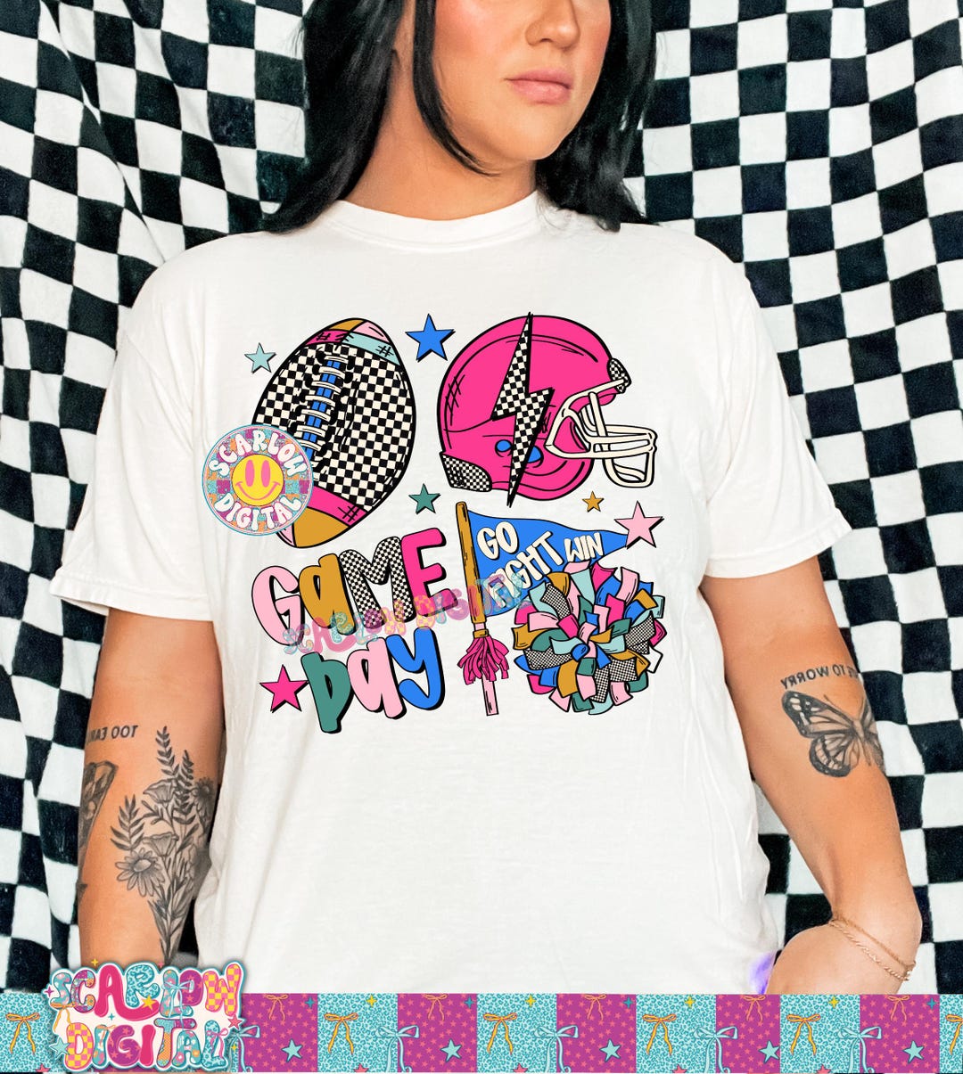 Retro Checkered Football Png Digital Design, Checkered Football Shirt ...