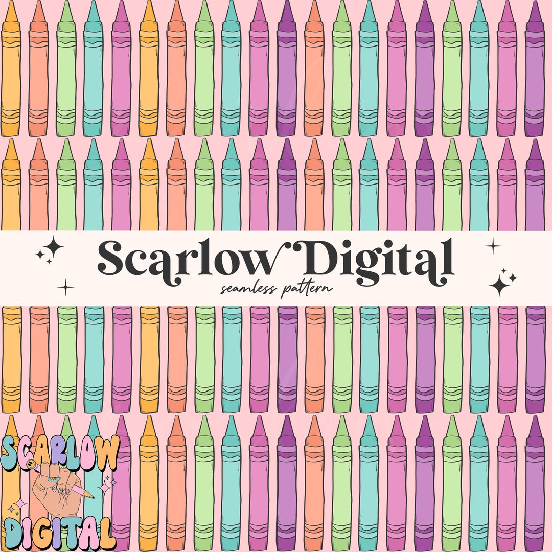 Crayons Seamless Pattern Digital Design Download, Back to School ...