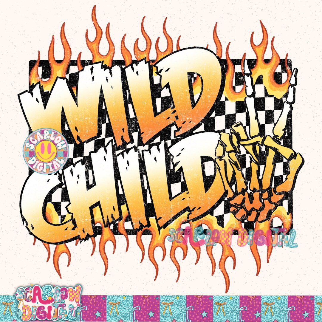Wild Child PNG Digital Design, Retro Boy Png, Grunge Boy Png, Checkered ...