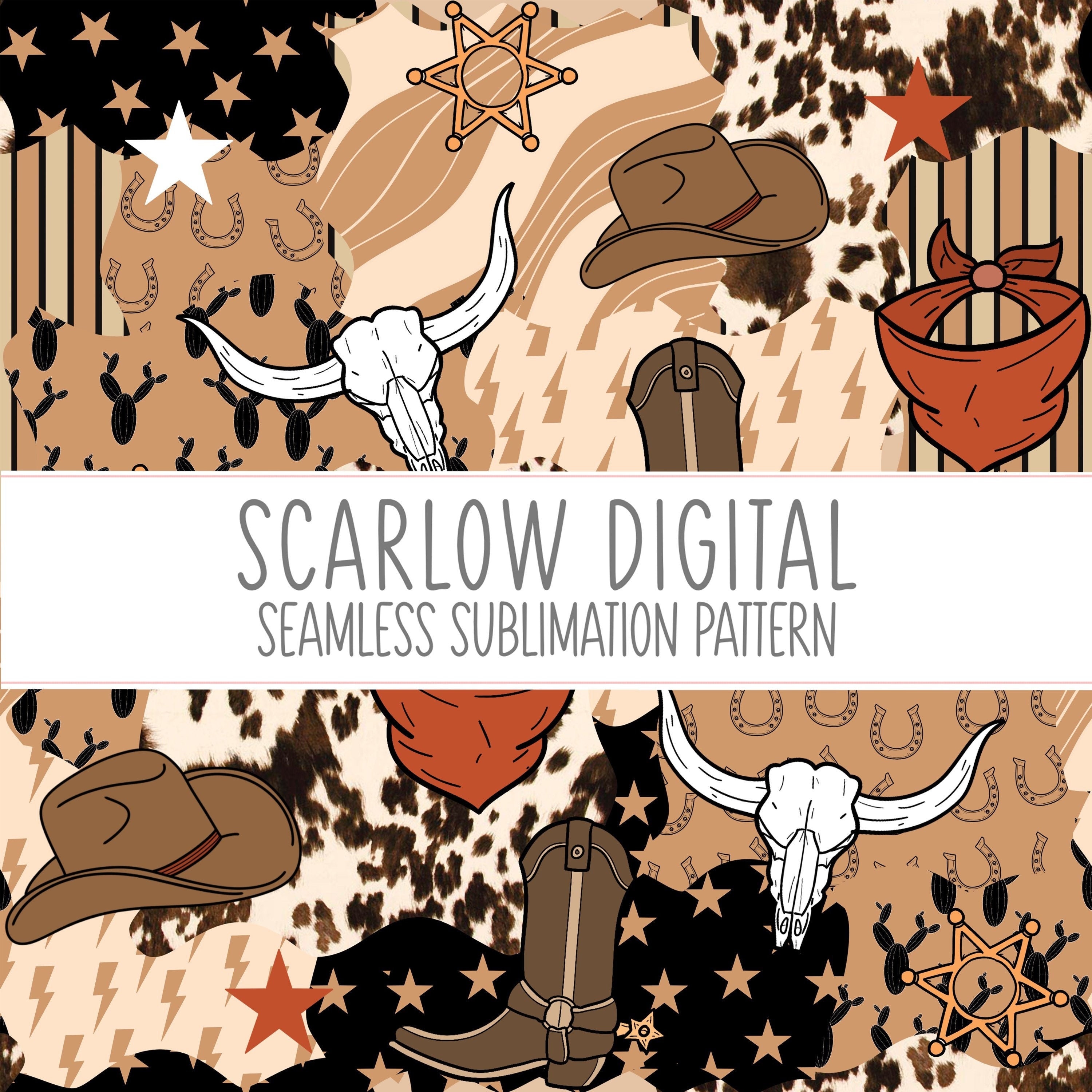 Cowboy Seamless Collage Pattern-western Sublimation Design - Etsy