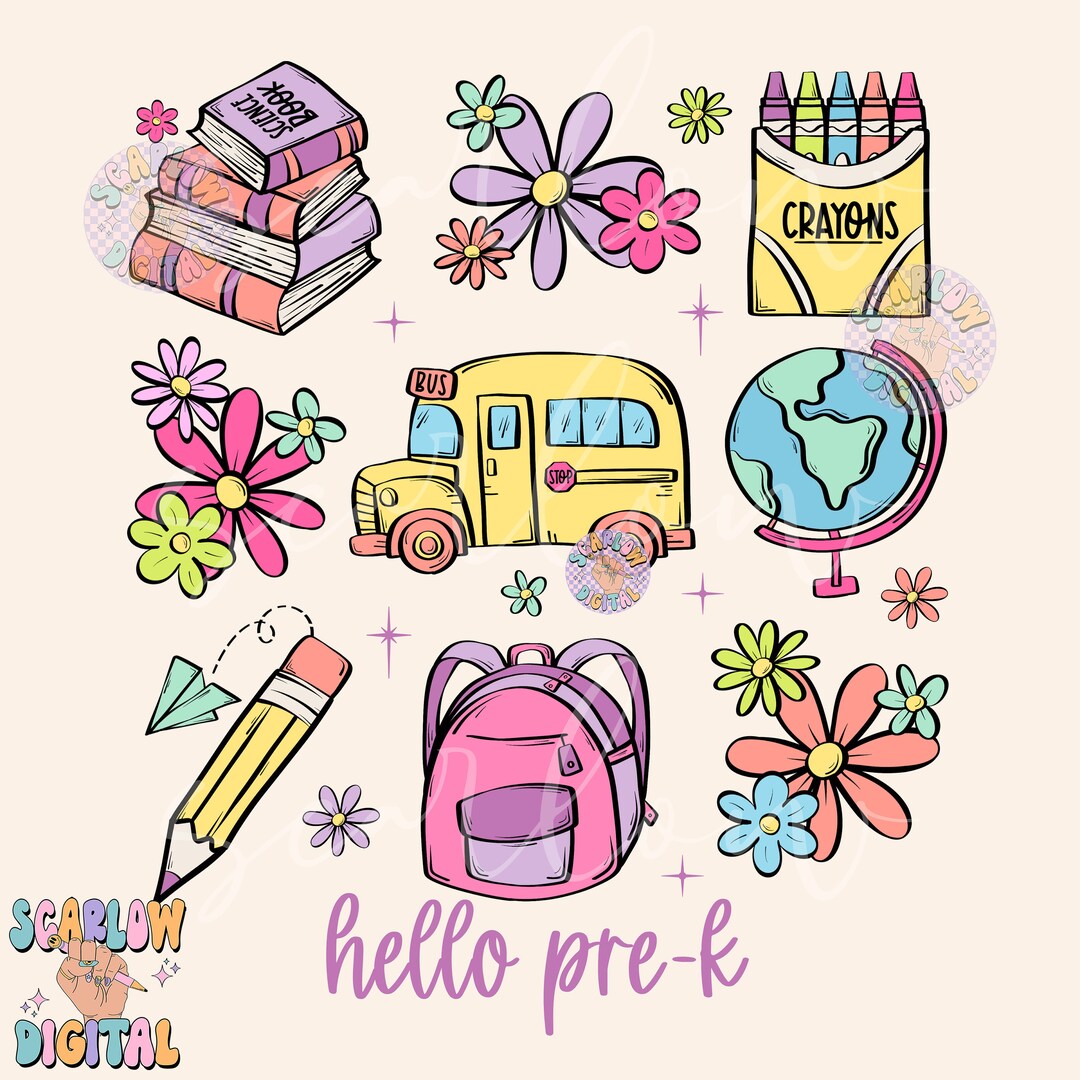 Hello Pre-k PNG Digital Design Download, Back to School Png, Kids Png ...
