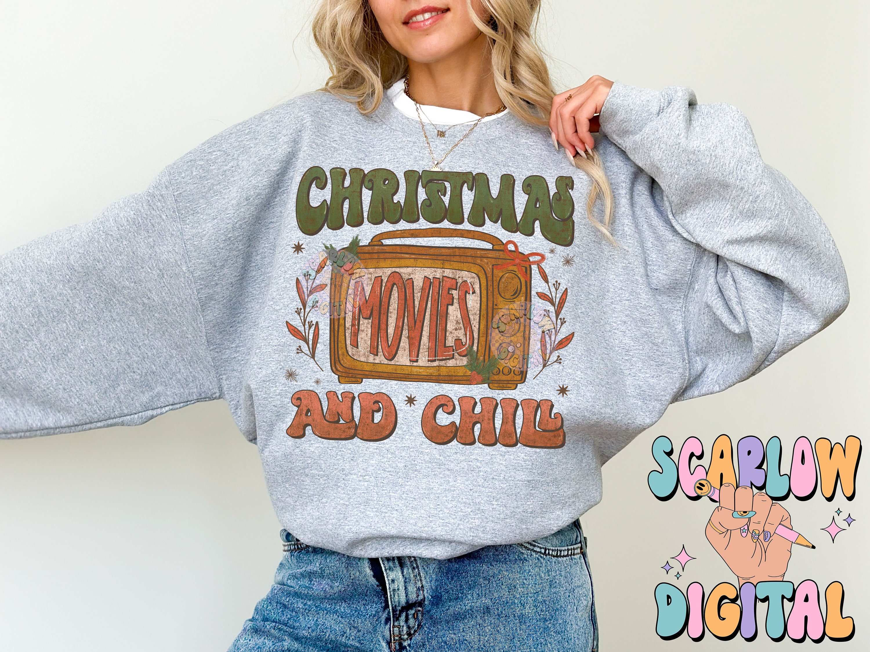 Christmas Movies and Chill PNG Digital Design Download, Xmas Movies Png ...