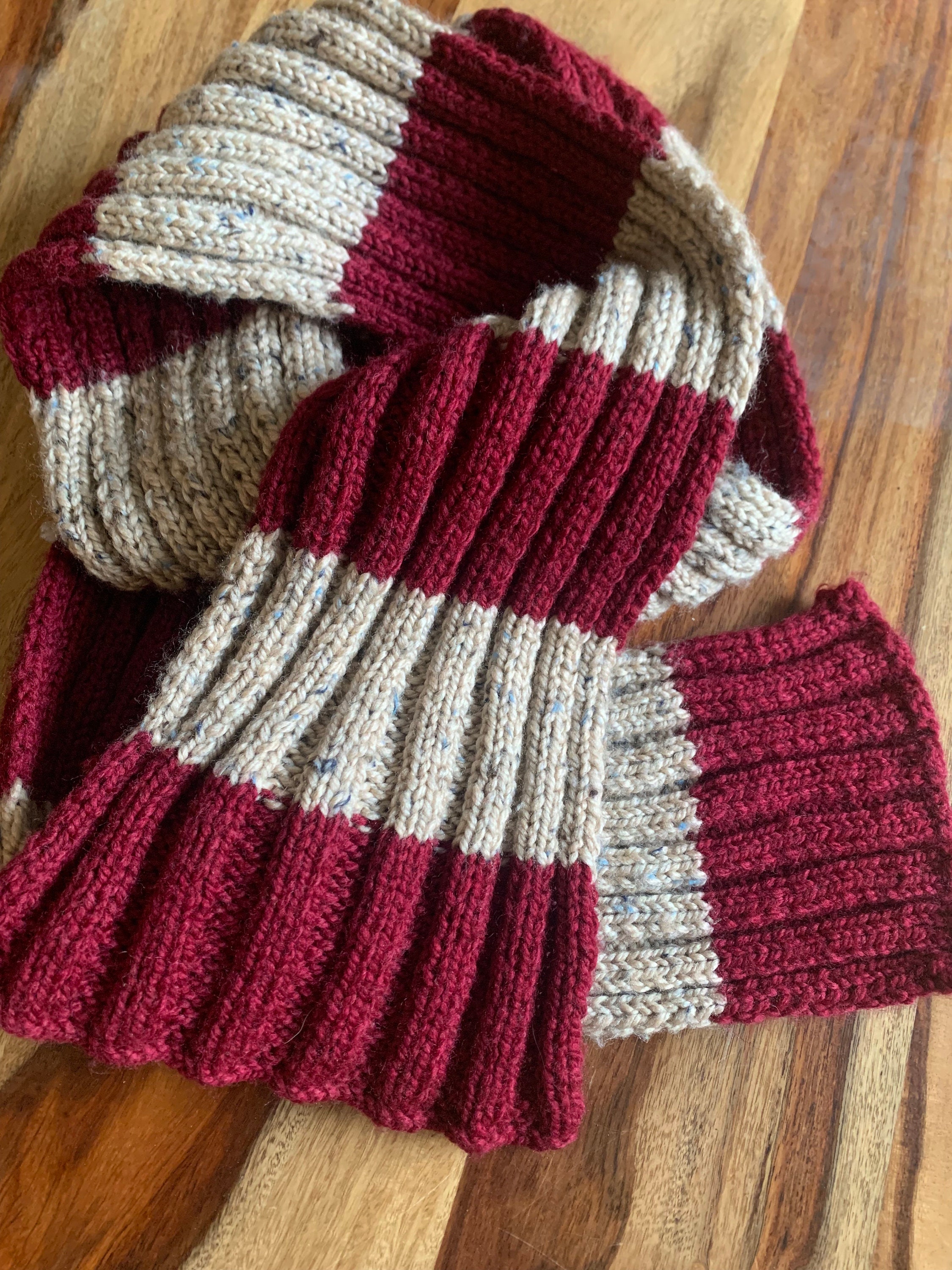 Knitting Pattern Basic Ribbed Striped Scarf Very Easy Scarf Made With ...