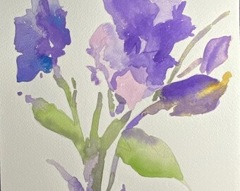 Purple Iris Watercolor Painting Reproduction by Wanda Zuchowski-schick ...