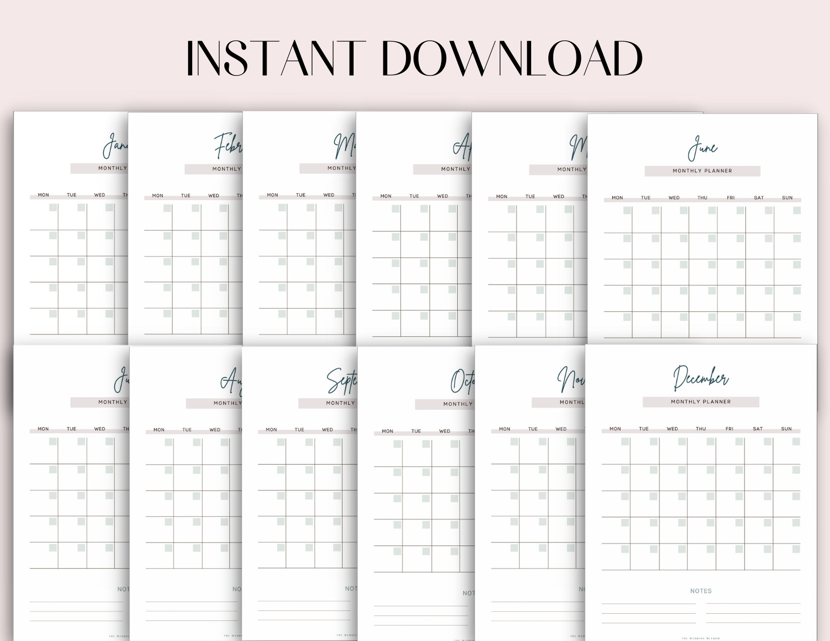 Monthly Planner Printable Calendar Printable Planner Custom - Etsy