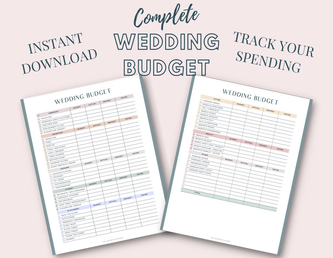 Wedding Budget Printable, Wedding Budget Template, Printable Wedding ...