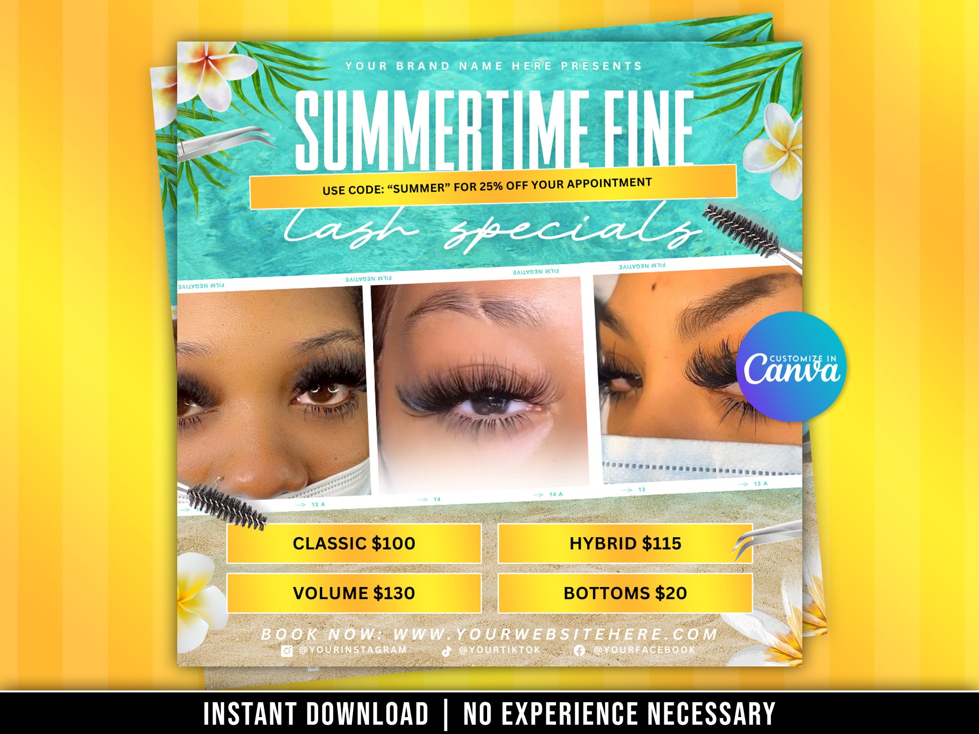 Summer Lashes Specials Flyer, July Appointments, Canva Template (PDF ...