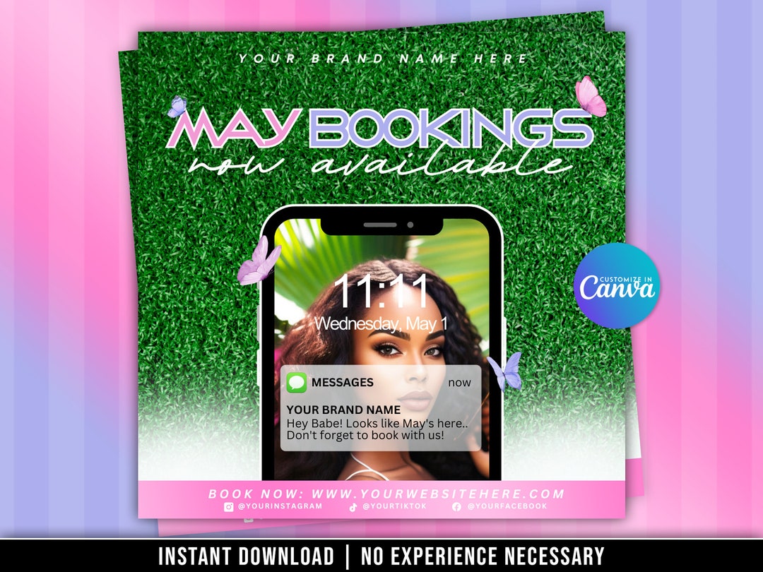 May Bookings Flyer, May Appointments Flyer, Appointments Available ...