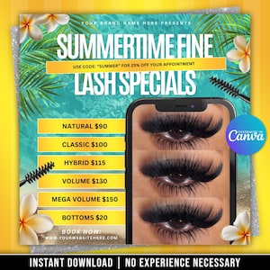 Summer Lashes Flyer, July Bookings Flyer, July Specials Flyer, July ...