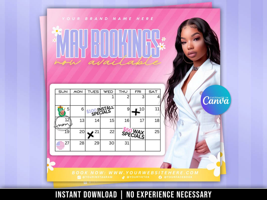 May Bookings Flyer, May Appointments Flyer, Spring Appointments ...