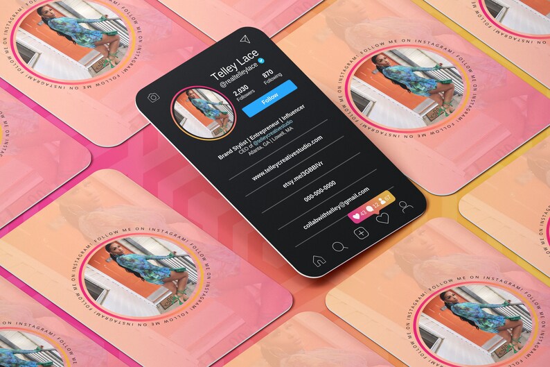 Instagram Business Card Template Influencer Cards Edit in - Etsy