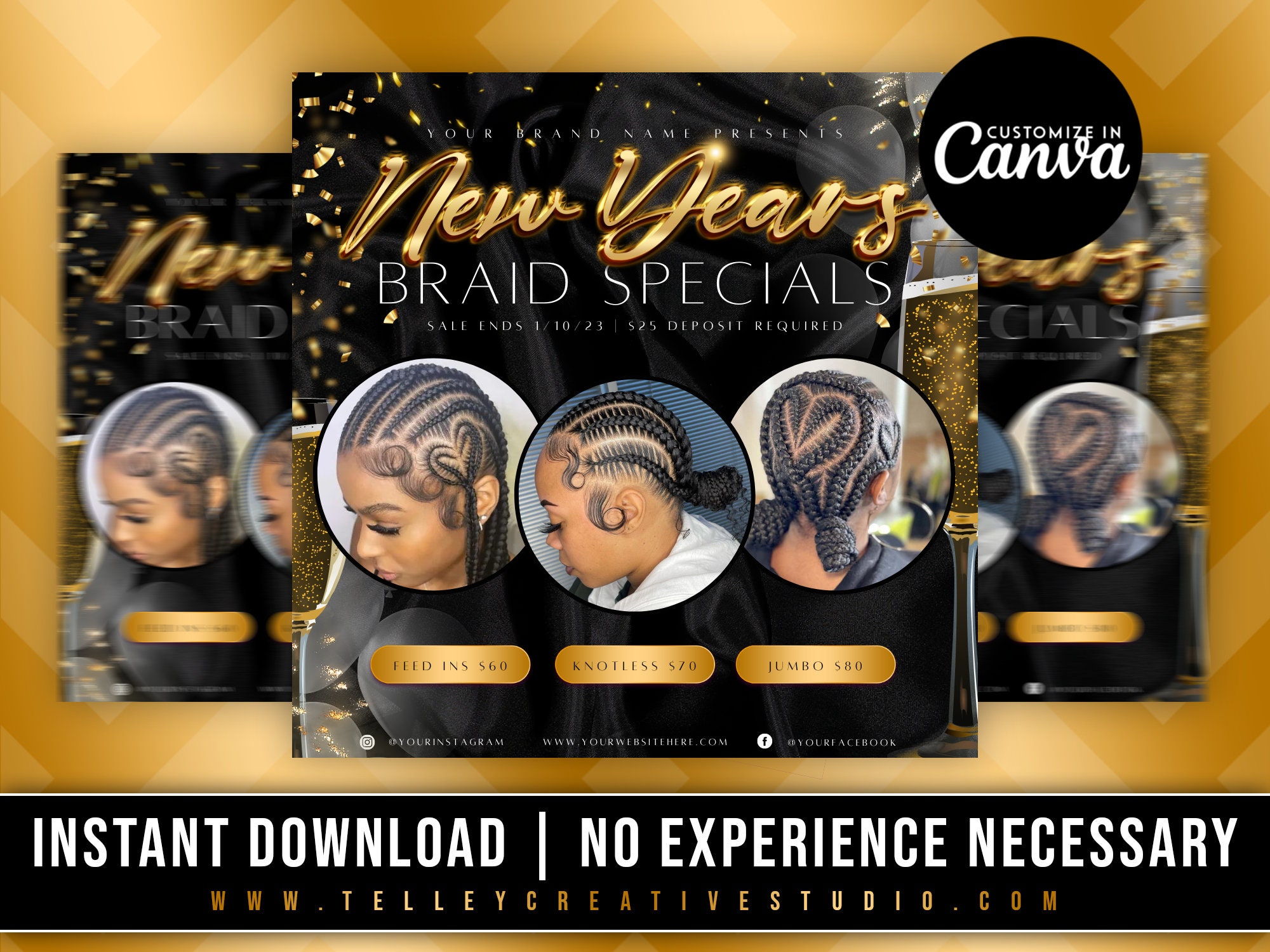 New Years Specials Flyer Template, DIY Premade Flyers, Social Media ...