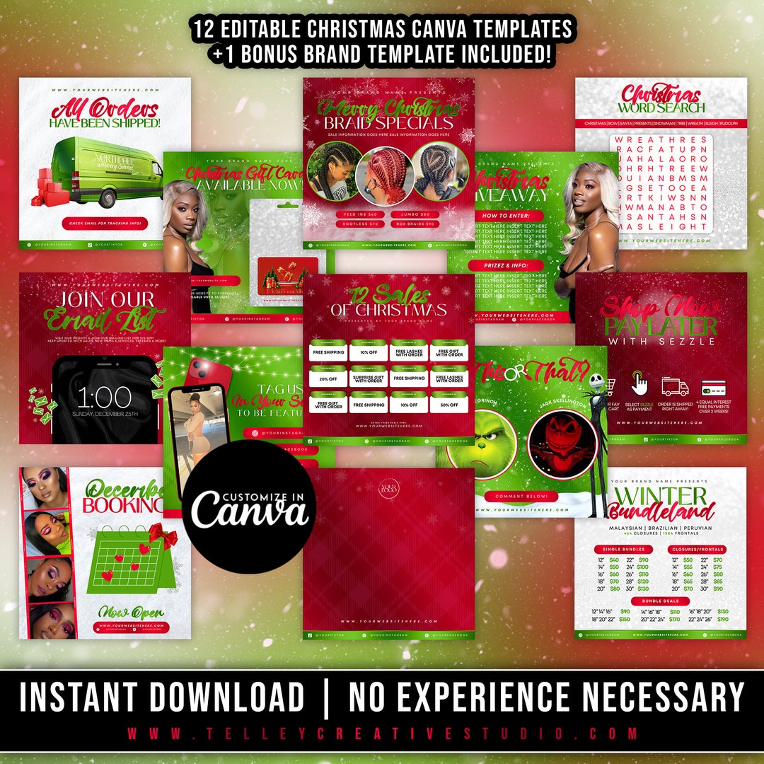 12 Day Christmas Content Package, DIY Premade Flyers, Social Media ...