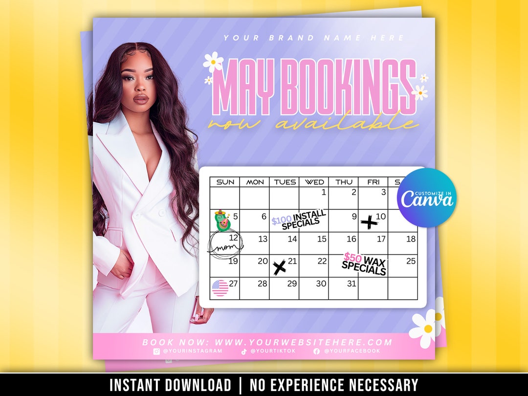 May Bookings Flyer, May Appointments Flyer, Spring Appointments ...