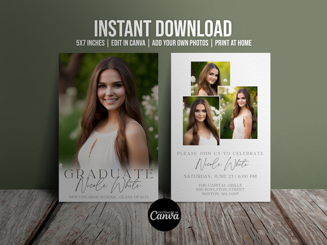 Graduation Invitation Template, DIY Editable Invitation, Canva ...