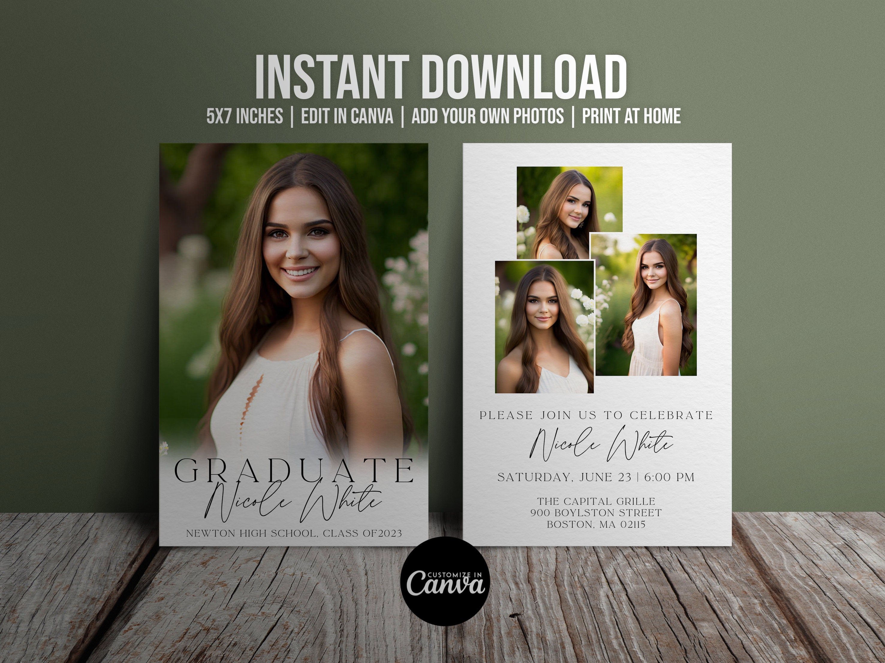 Graduation Invitation Template, DIY Editable Invitation, Canva ...