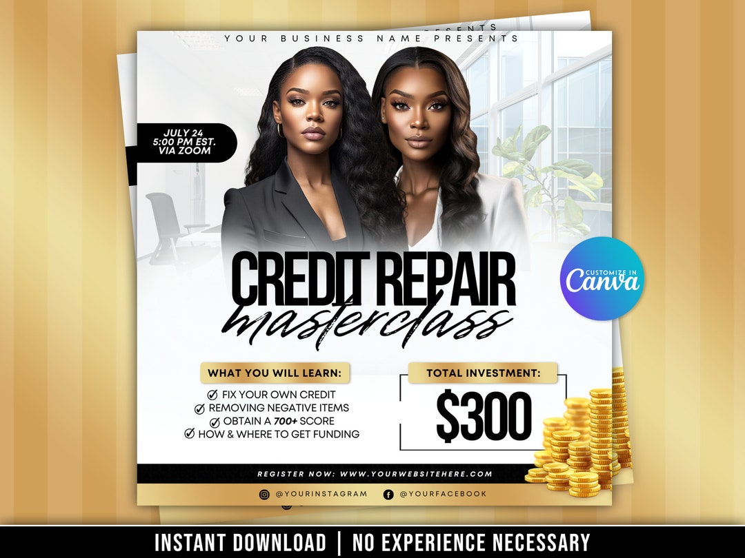 Credit Repair Masterclass Flyer, Credit Course Flyer Template, Business ...