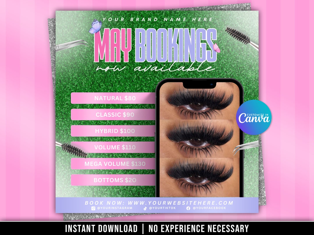 May Lash Specials Flyer, Lash Tech Template (canva Editable) - Etsy