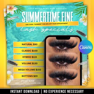 Summer Lashes Flyer, July Bookings Flyer, July Specials Flyer, July ...