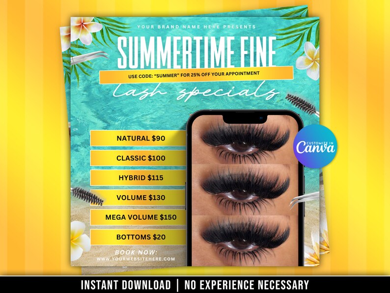 Summer Lashes Flyer, July Bookings Flyer, July Specials Flyer, July ...