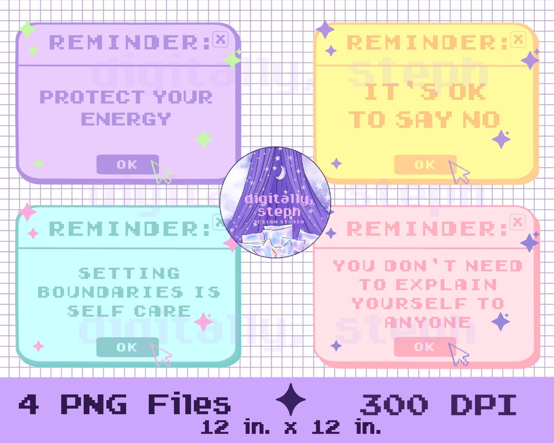 Boundaries PNG Digital Download | Cute Retro Computer Reminders Digital ...