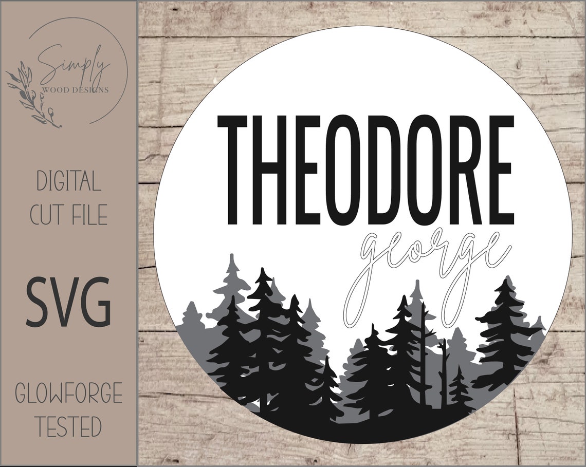 Digital Layered Forest Cut File | Glowforge Nursery Sign Template ...