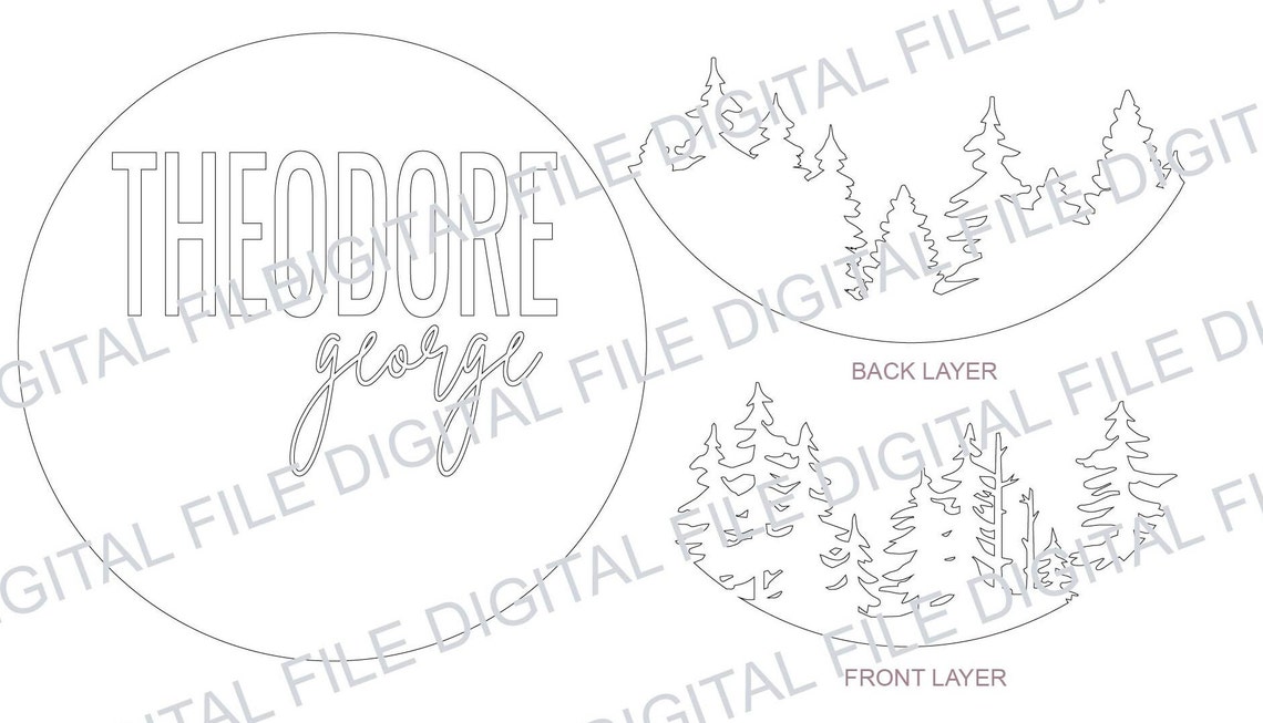 Digital Layered Forest Cut File | Glowforge Nursery Sign Template ...