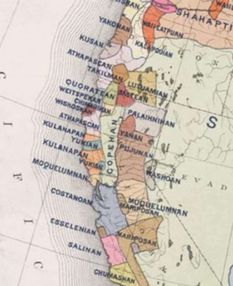 Vintage Native American Language Map Indigenous Tribes, Linguistic ...